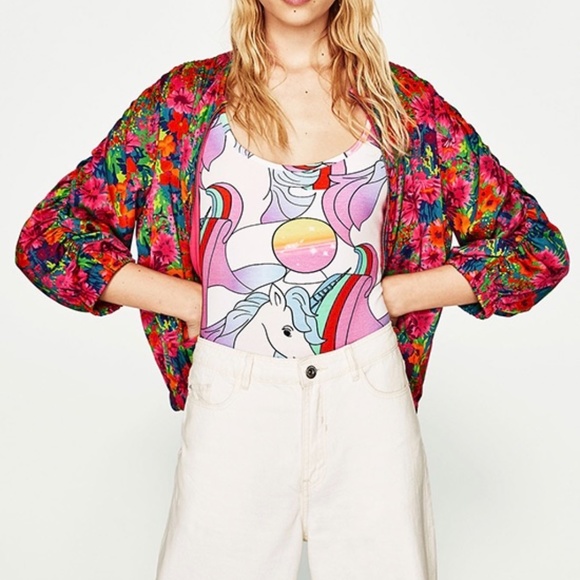 Zara | Tops | Zara Magical Vibrant Rainbow Unicorn Bodysuit | Poshmark